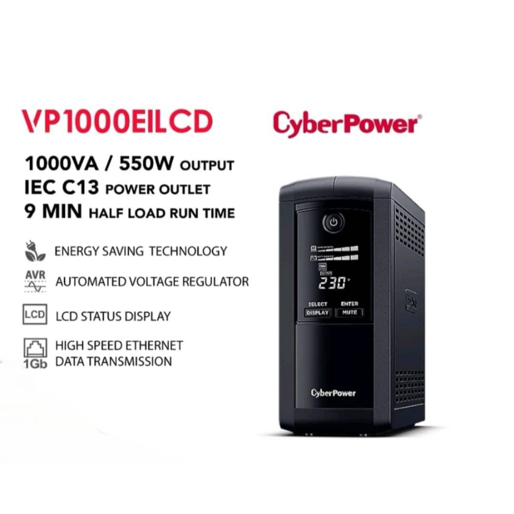 CYBERPOWER UP 1000EILCD 550W UPS POWER BACKUP BATTERY LINE | Shopee ...
