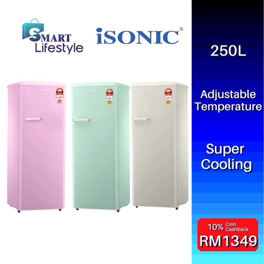 Isonic 250L Single Door Vintage Refrigerator Creamy White / Pink ...