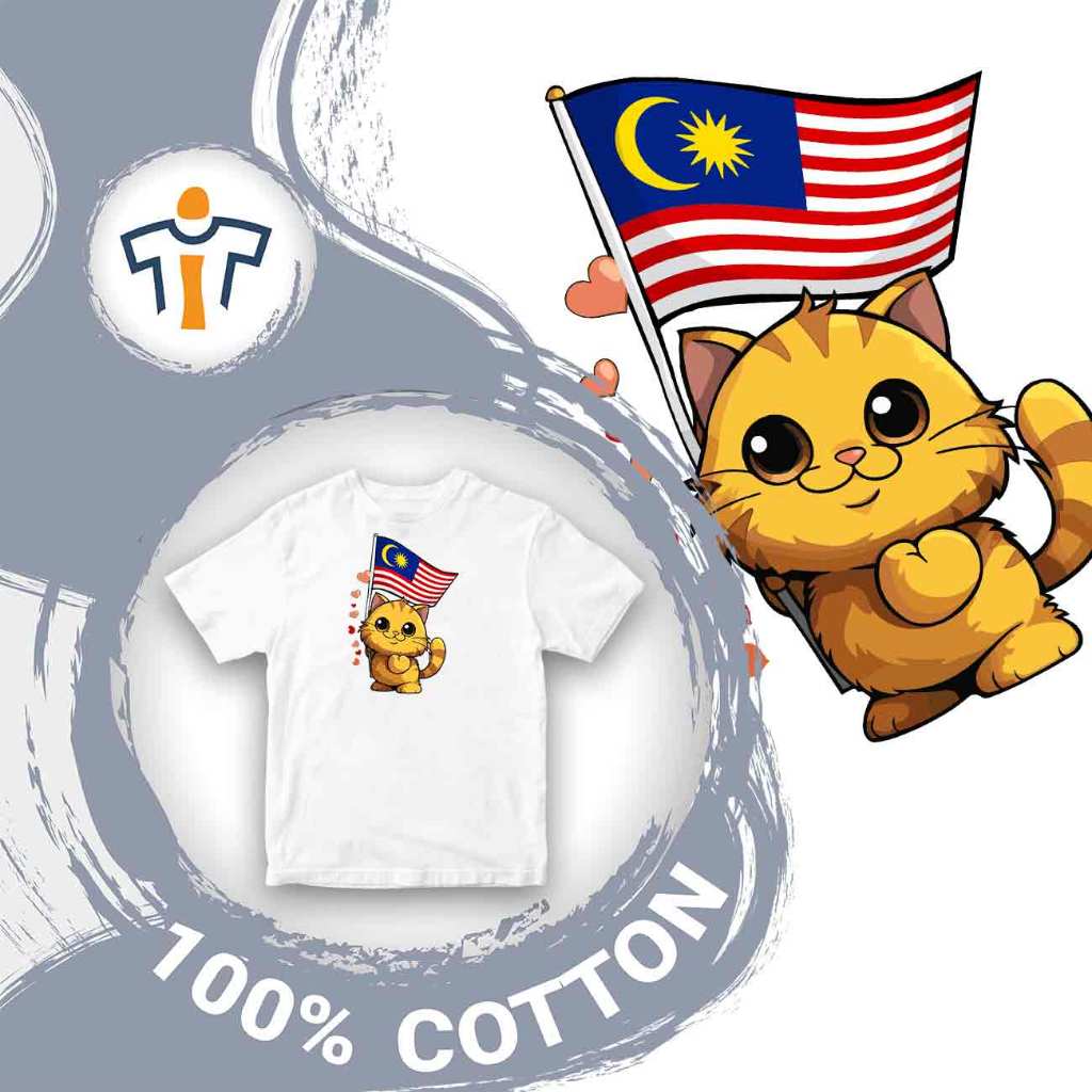 Baju Garfield Cat Kucing Malaysia Merdeka Jalur Gemilang Girl T Shirt ...