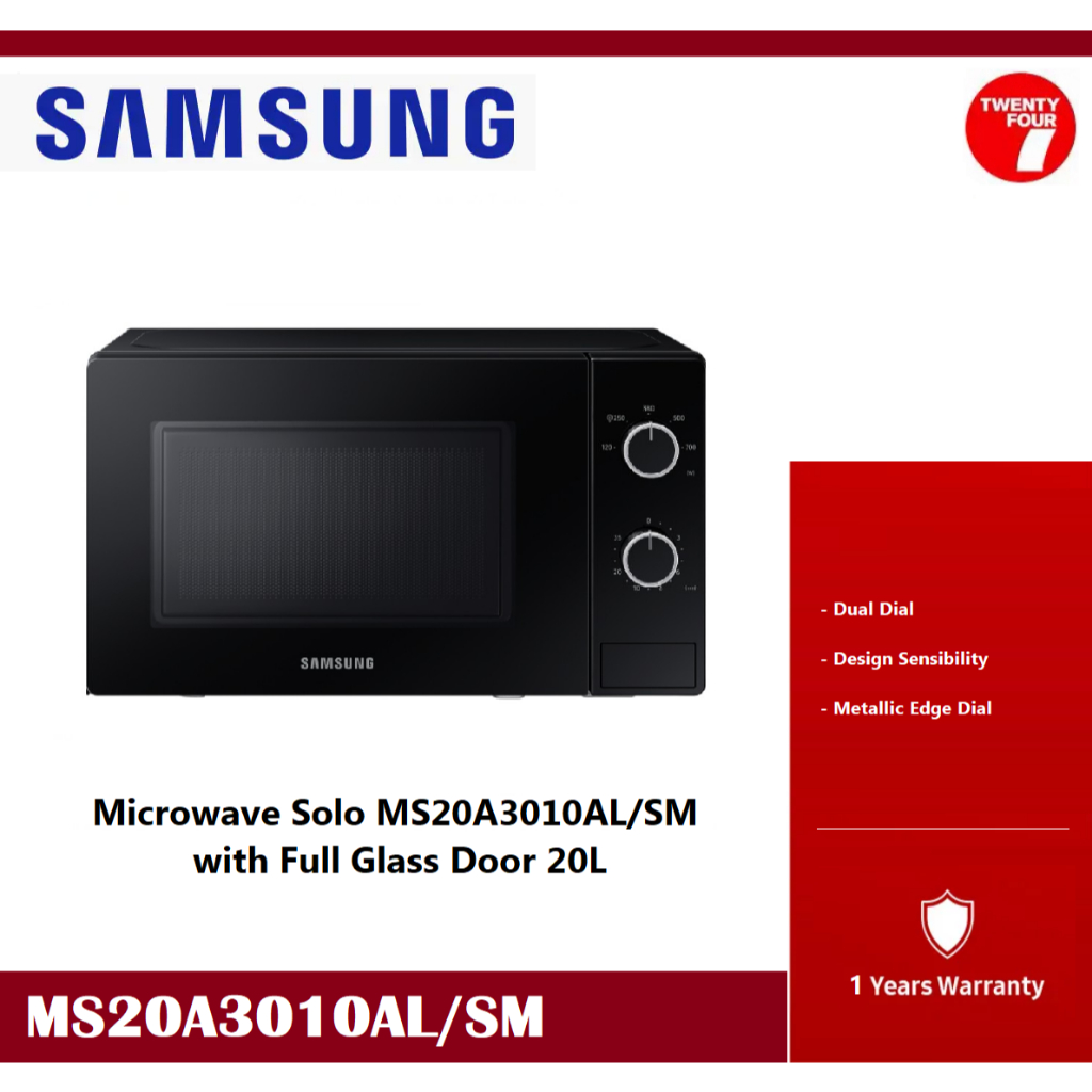 SAMSUNG 20L MS20A3010AL Solo Microwave Oven with Full Glass Door ...