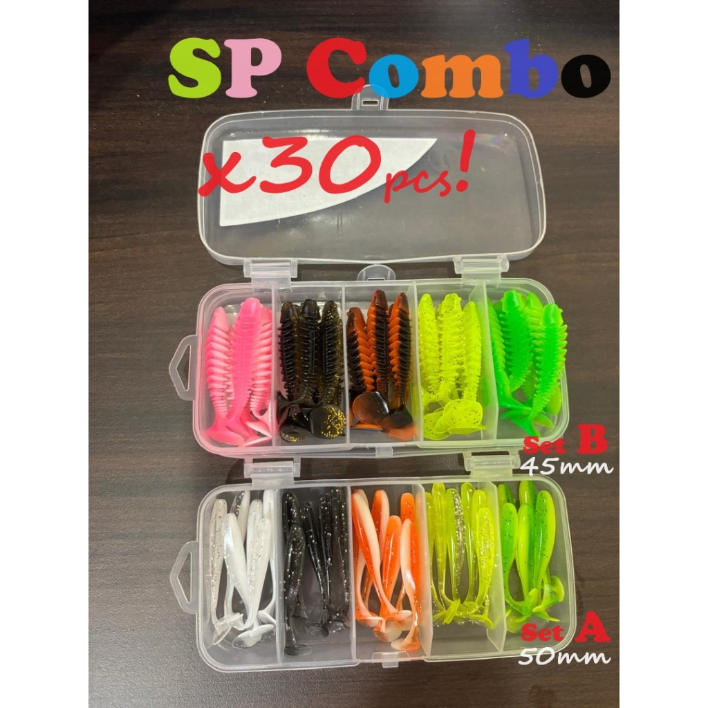 SL011 - SP lure Combo 30pcs with Box/ Soft Lure T tail set/45mm/55mm ...