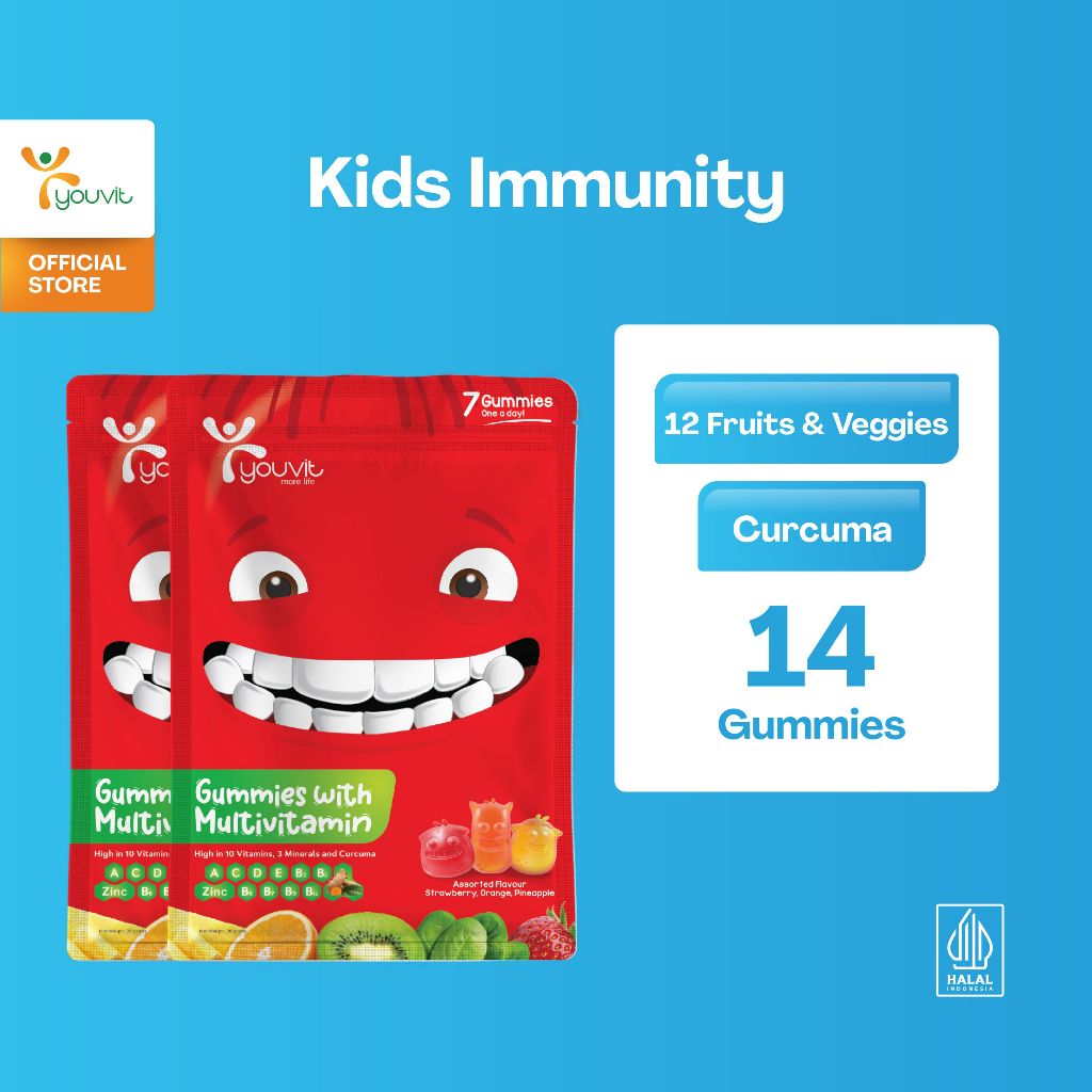 Youvit Kids Multivitamin Gummy 14 Days (14 Pcs) with Vitamin C, Vitamin ...