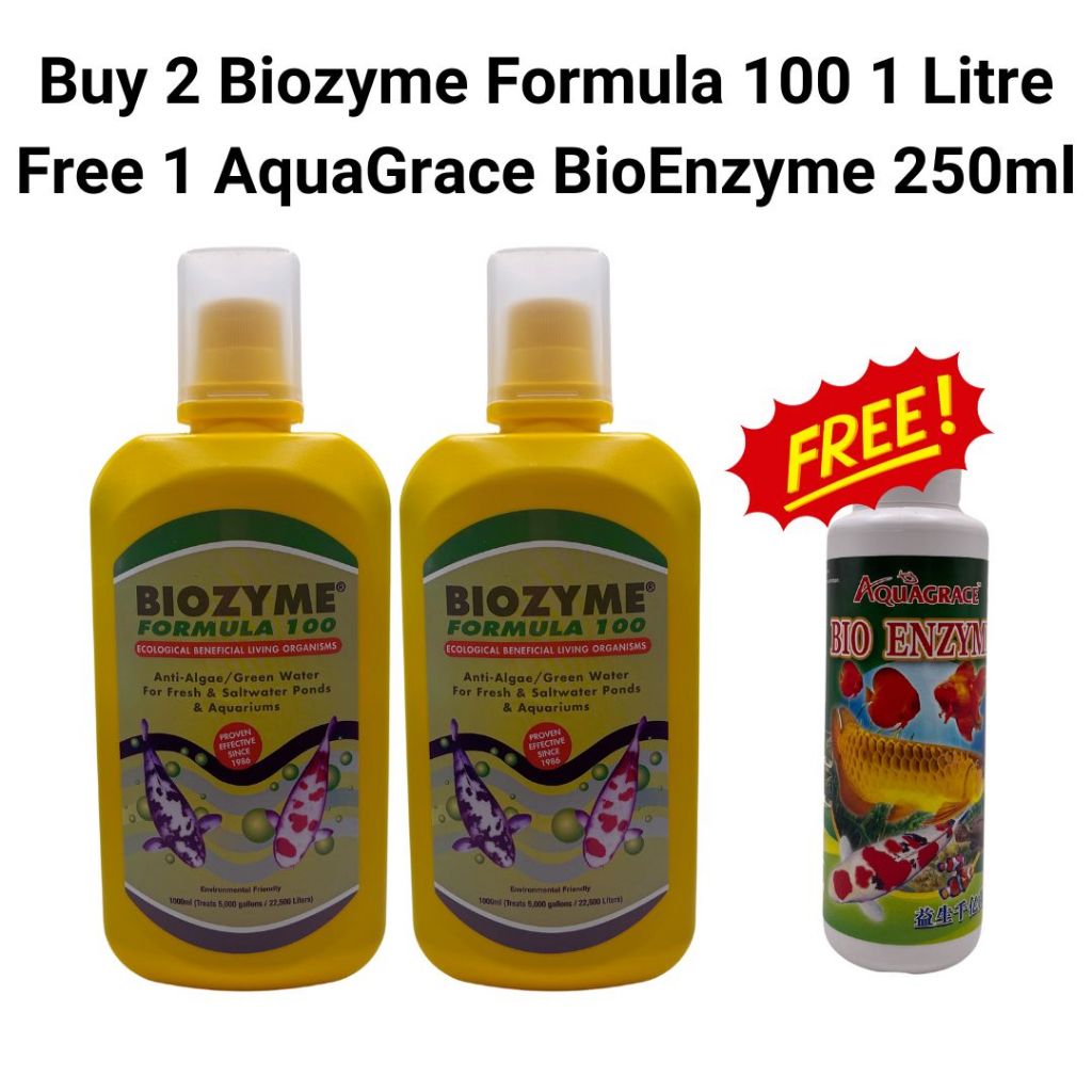 Buy 2 Biozyme Formula 100 1 Litre Free 1 AquaGrace BioEnzyme 250ml (3 ...