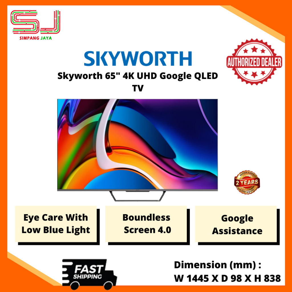 Skyworth 65" 4K UHD Google QLED TV | Dolby Vision | Healthy QLED ...