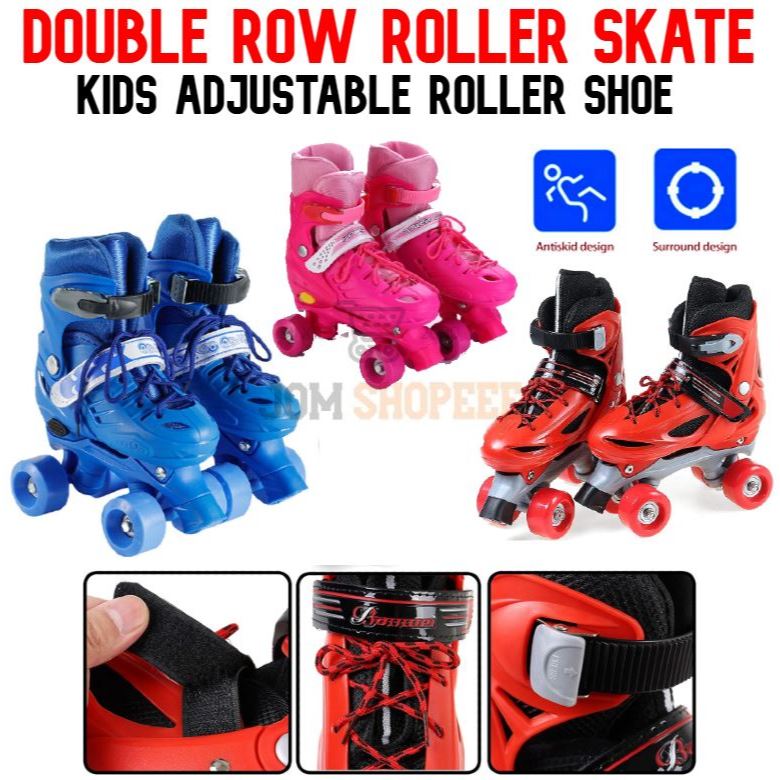 #Readystock **Free Bag** Double Row Roller Skate Kids Kasut Roda Kanak ...