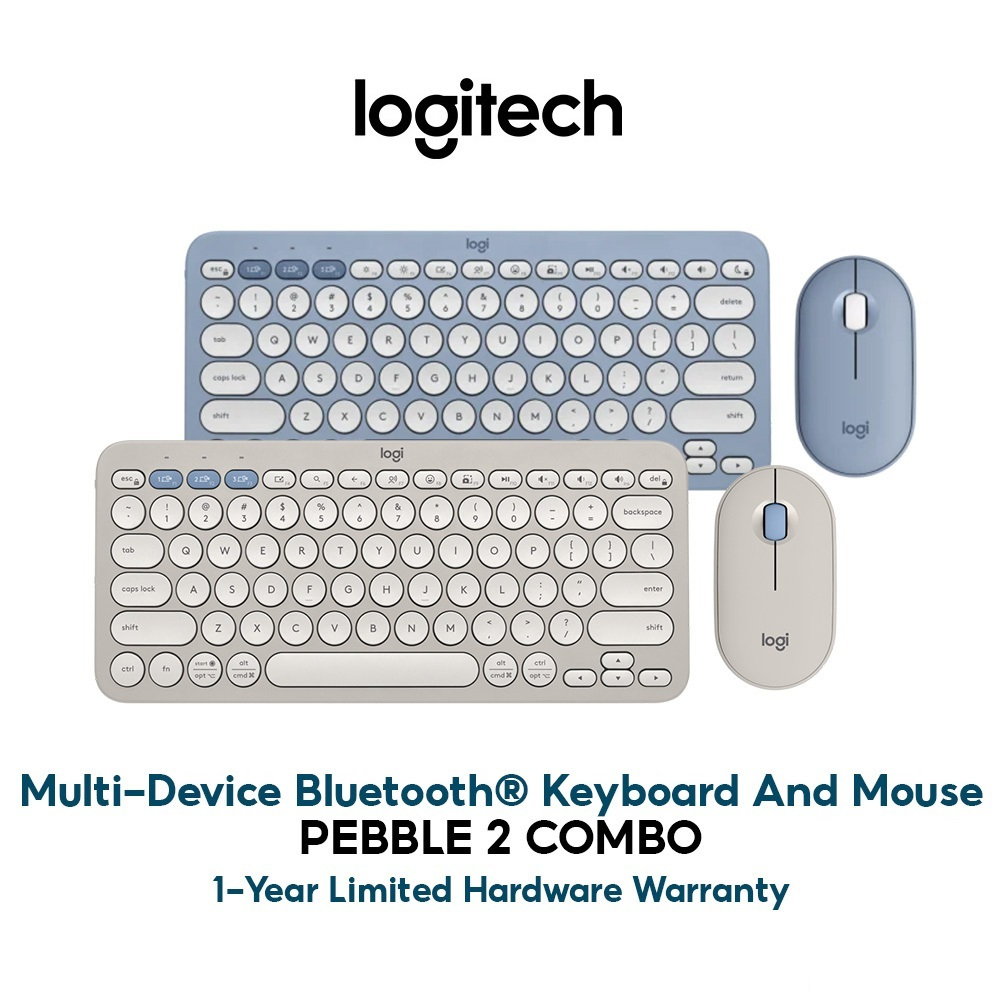 Logitech Pebble 2 Combo, Wireless Keyboard and Mouse, Quiet and ...