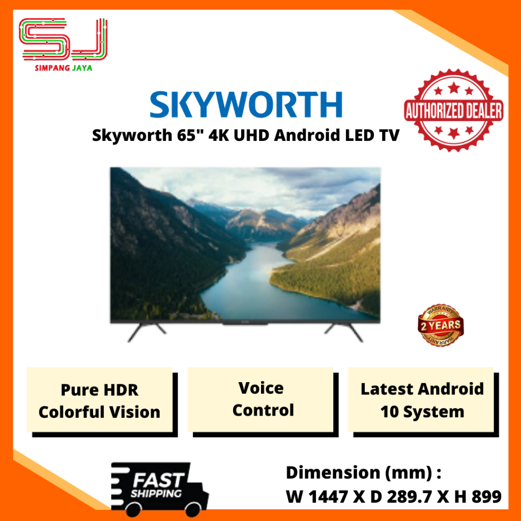 Skyworth 65" 4K UHD Android LED TV | Voice Control | Android 10 | Direct LED | 65SUC7500 | 2 ...