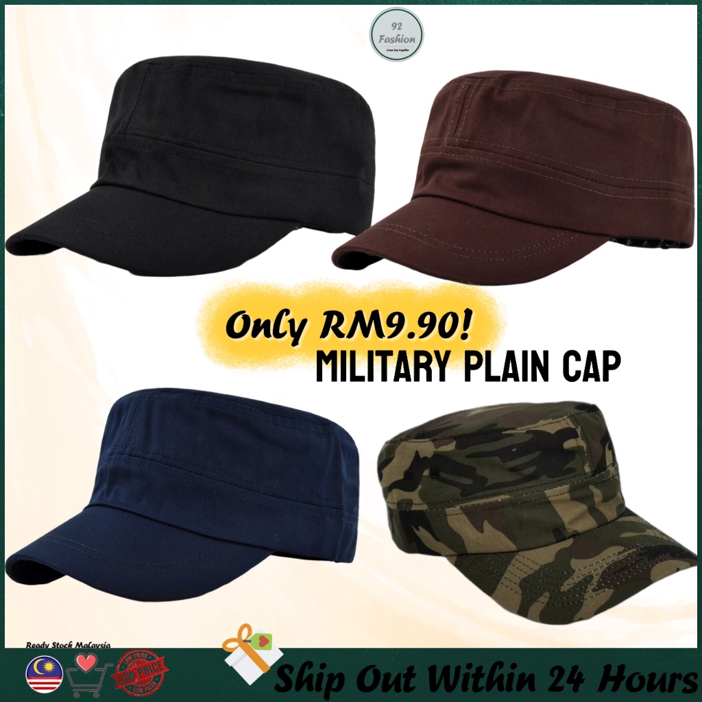 TopSale🇲🇾Unisex army cap military outdoor style plain hat short brim ...