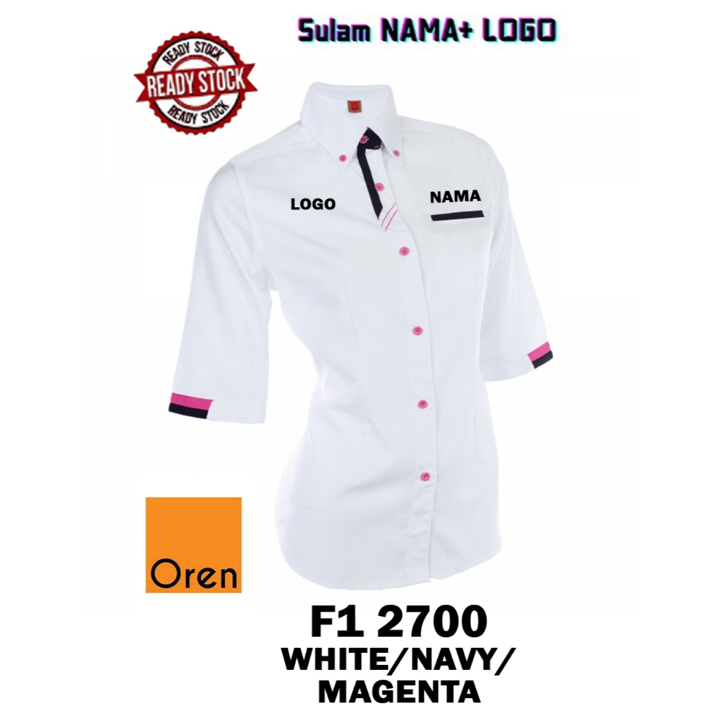 BAJU KORPORATE PUTIH LENGAN TIGA SUKU F12700 jenama oren sport | Shopee ...