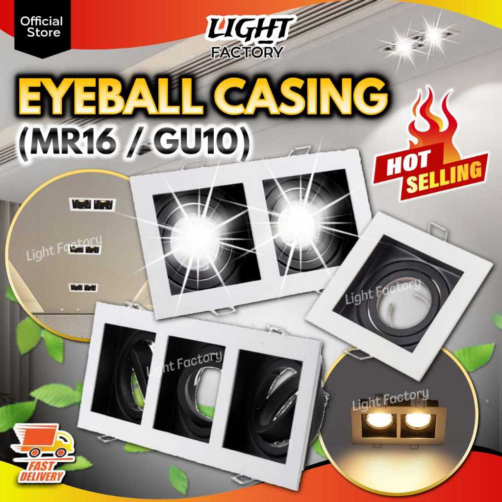 Eyeball Fitting GU10 MR16 Recessed Casing Round / Square Eyeball Frame ...