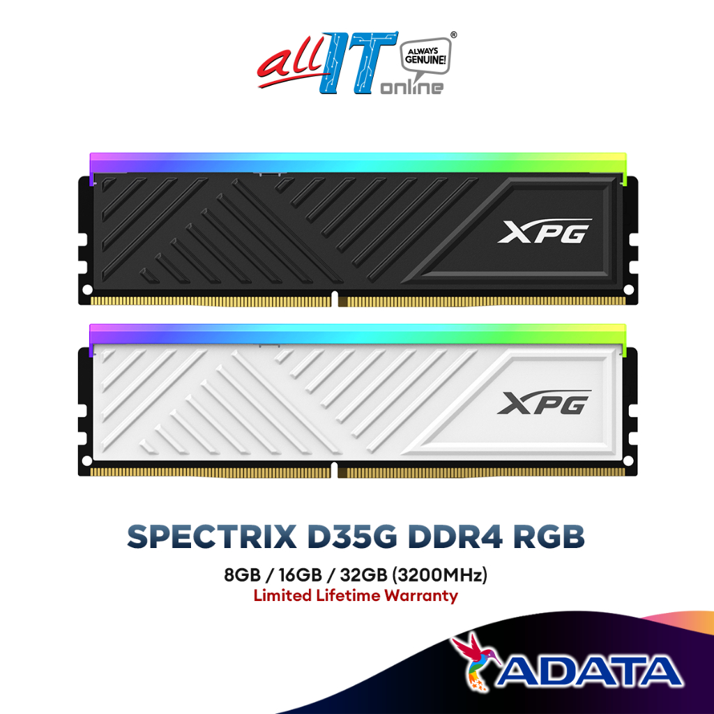 ADATA SPECTRIX D35G DDR4 RGB MEMORY 3200MHz DESKTOP GAMING RAM (BLACK/WHITE) - 8GB/16GB | Shopee ...