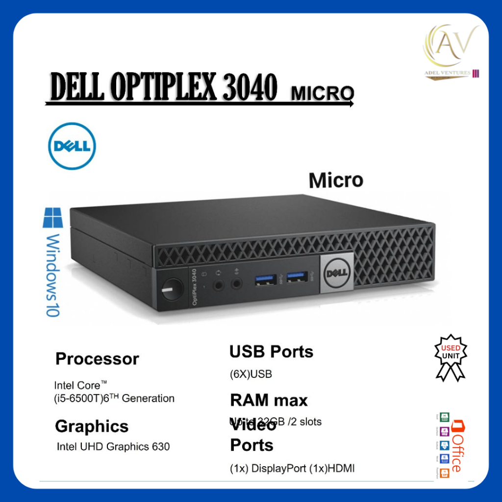 Dell OptiPlex 3040 Micro Desktop Intel Core i5-6500T (6TH GEN)Processor ...