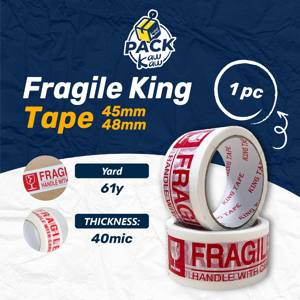 45mm 48mm x 40 mic x 60yard King High Quality Fragile Tape Opp Tape 1 ...