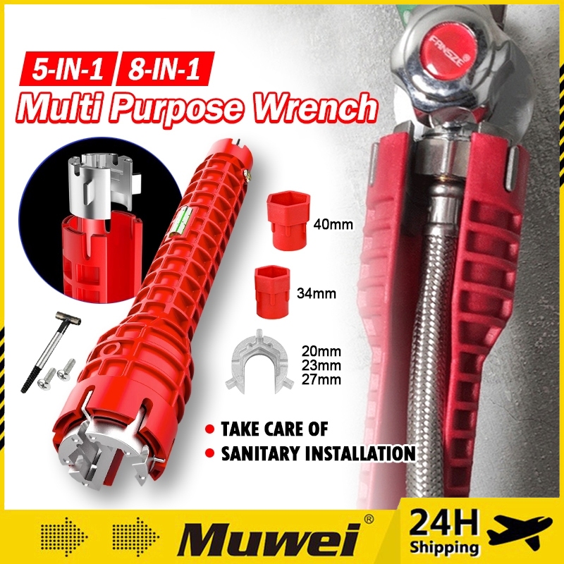 Faucet and Sink Installer Multifunctional Wrench Spanner (8 in 1 ...