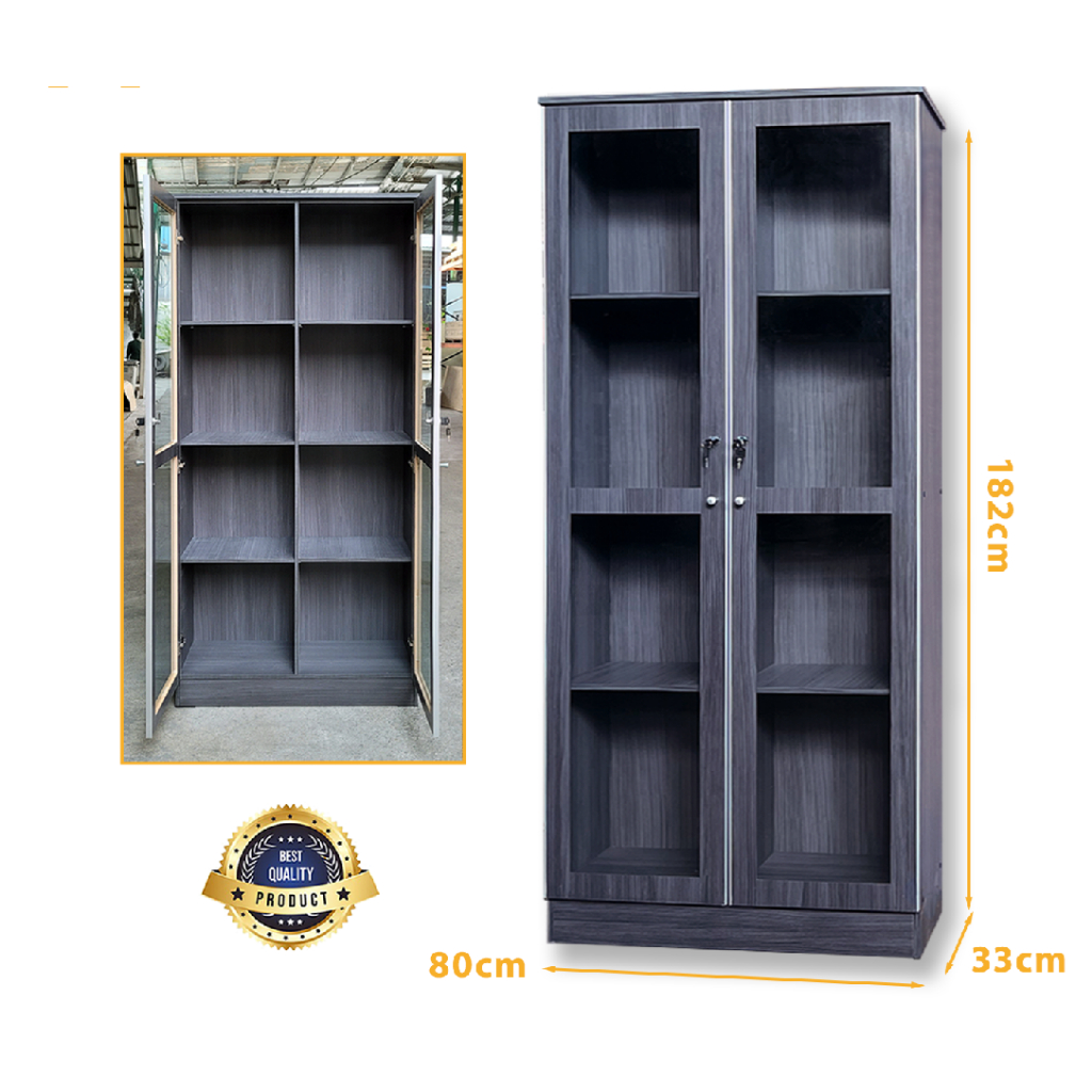 MODENZ 6FT Cool Grey Glass Cabinet Display Cabinet Display Rack Kabinet ...