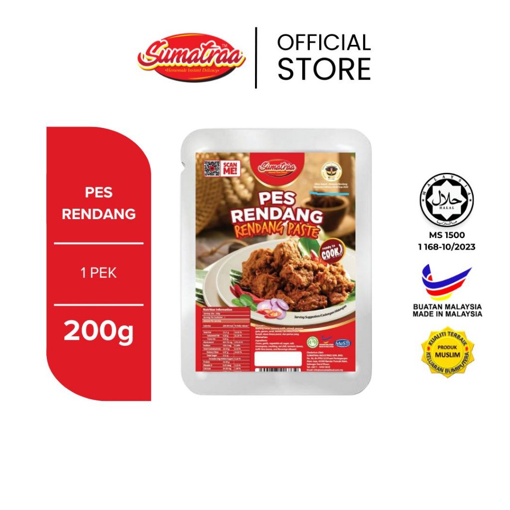Sumatraa Pes Rendang 200g Ready-To-Cook Dan Travel Friendly Cooking ...