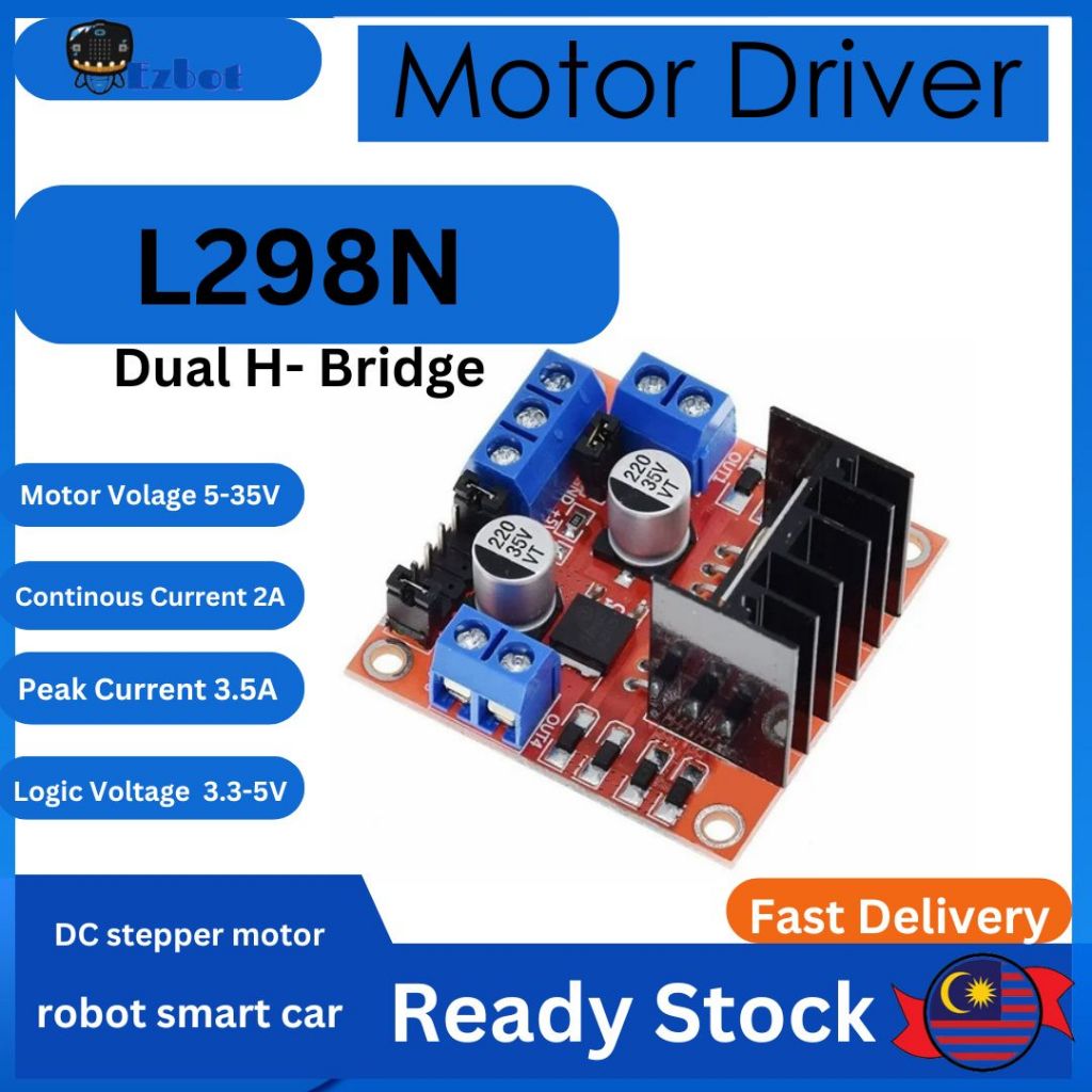 Ready Stock Dual-Channel Motor Driver Module L298N H-Bridge (up-to 2 ...