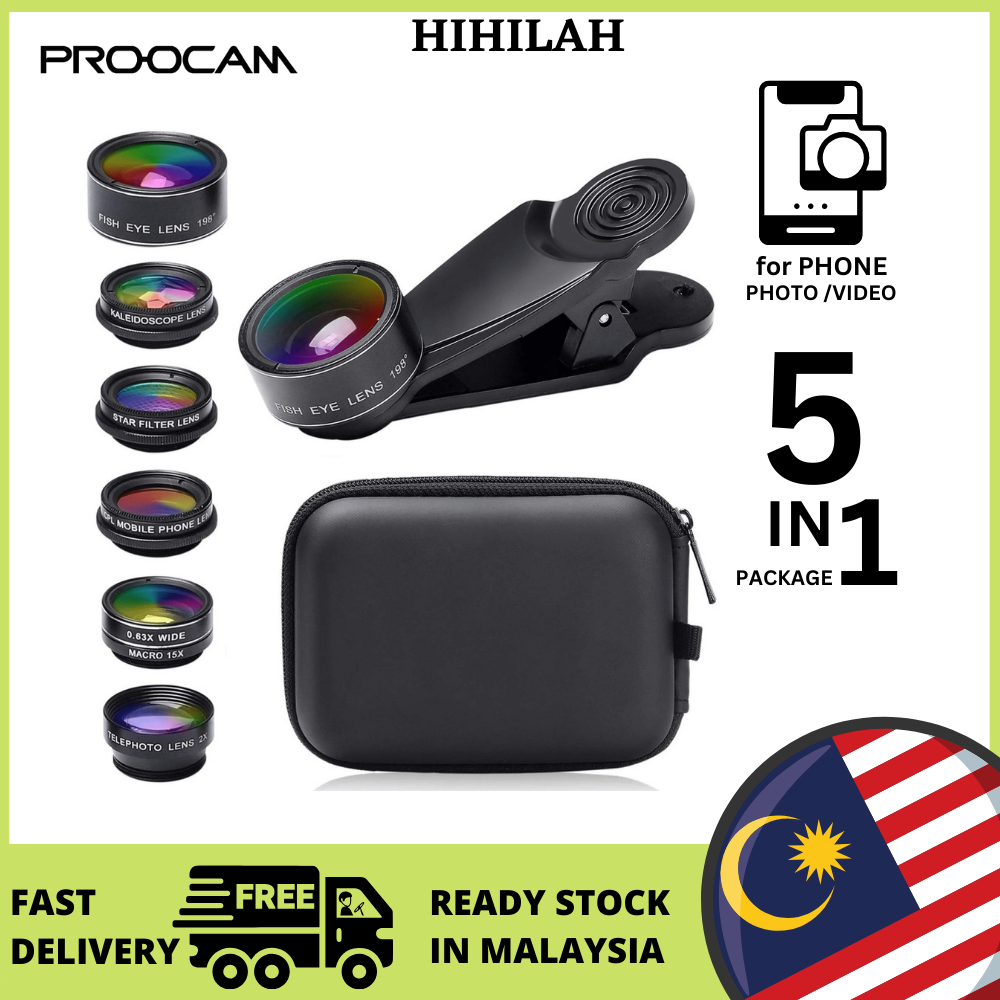 🔥READY STOCK🔥Proocam 5 in 1 camera HD Lens Kit for phone lens XH-500 ...