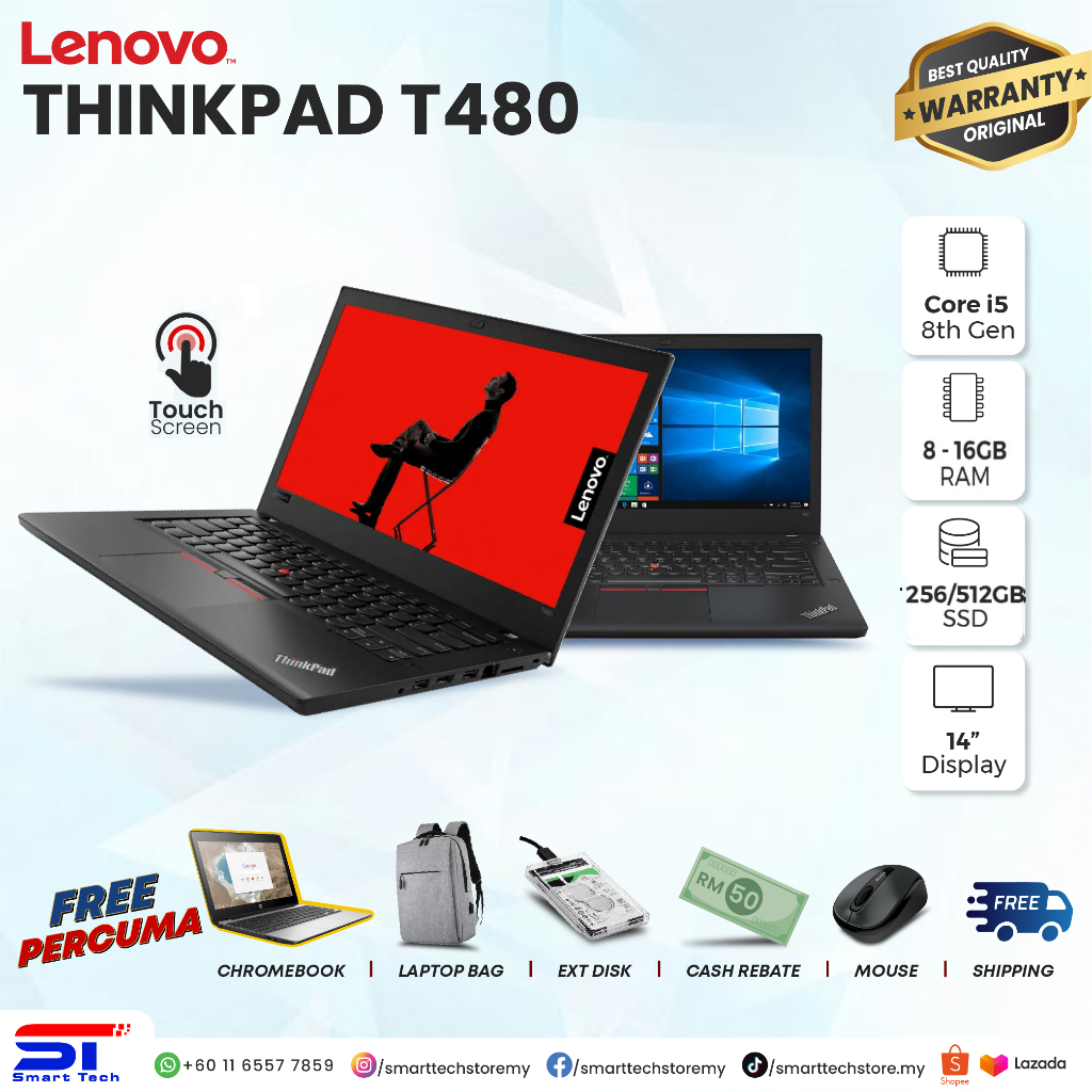 Lenovo Thinkpad T480 | i5 / i7-8th Gen | Touch / Non Touch | 8/16 GB ...
