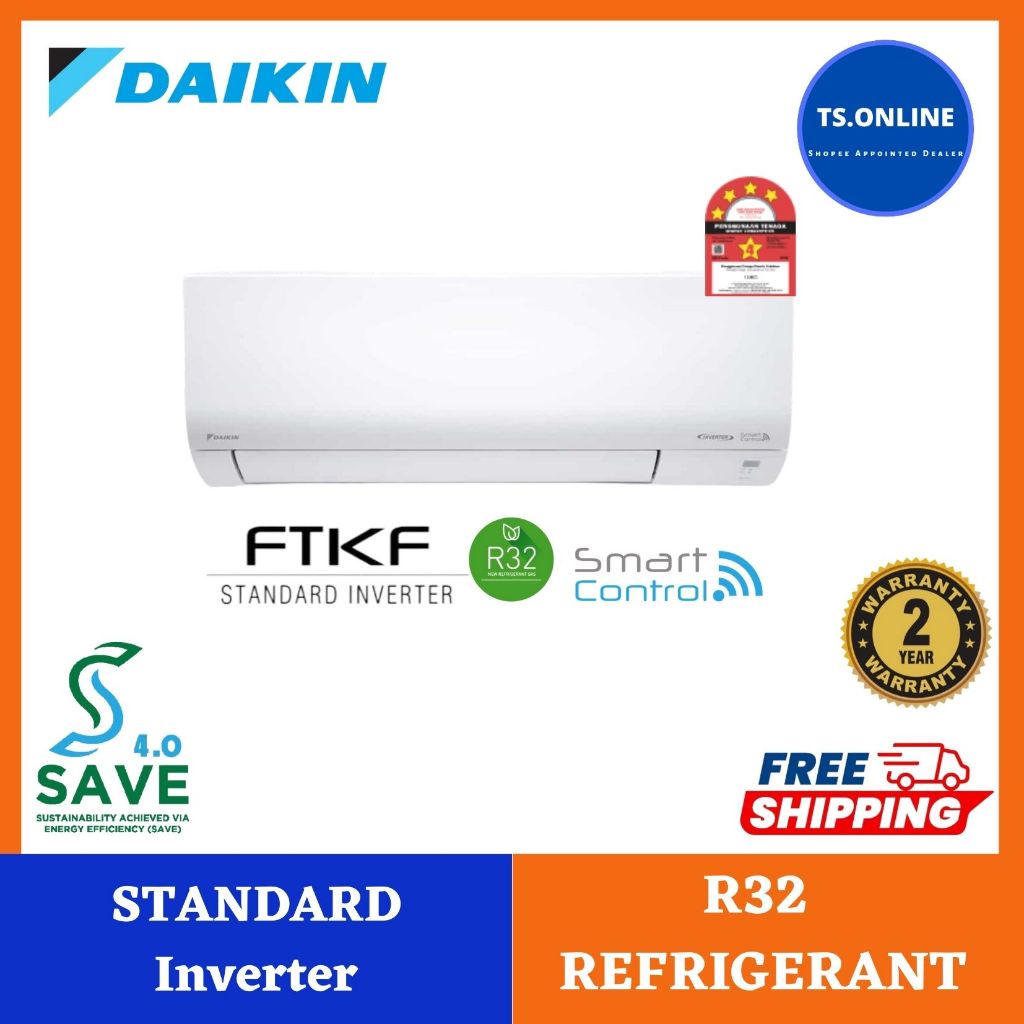 (FREE SHIPPING) Daikin (New) R32 Standard Inverter FTKF Series 1.0HP-2.5HP FTKF25C / FTKF35C ...