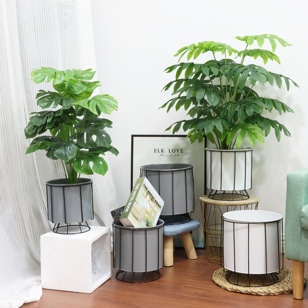 Nordic Iron Bar Metal Pot With Stand Flower Pot Flower Tree Pot ...