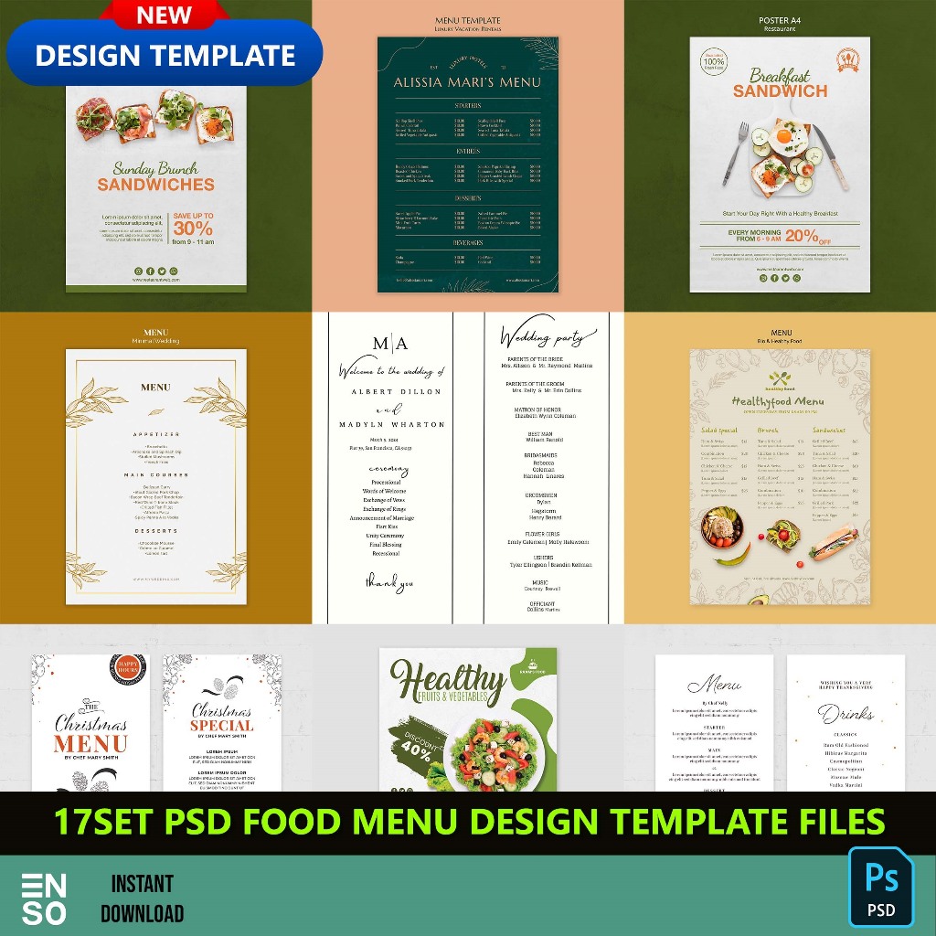 17-Set PSD Food Menu Design Template | PHOTOSHOP Editable Template ...