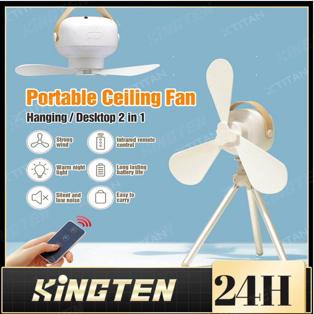 KINGTEN® Rechargeable 10" 4 Speed Mini Ceiling Fan Camping Lamp Fan ...