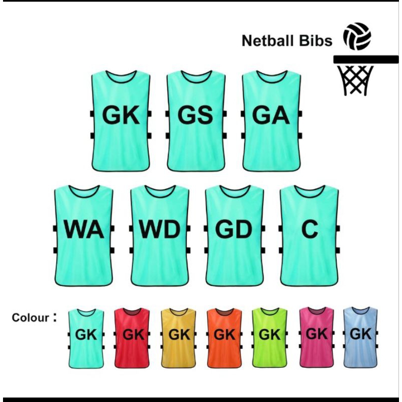 Netball Bib/Netball Vest Set of 7 pcs / Bib Bola Jaring Junior/Senior ...
