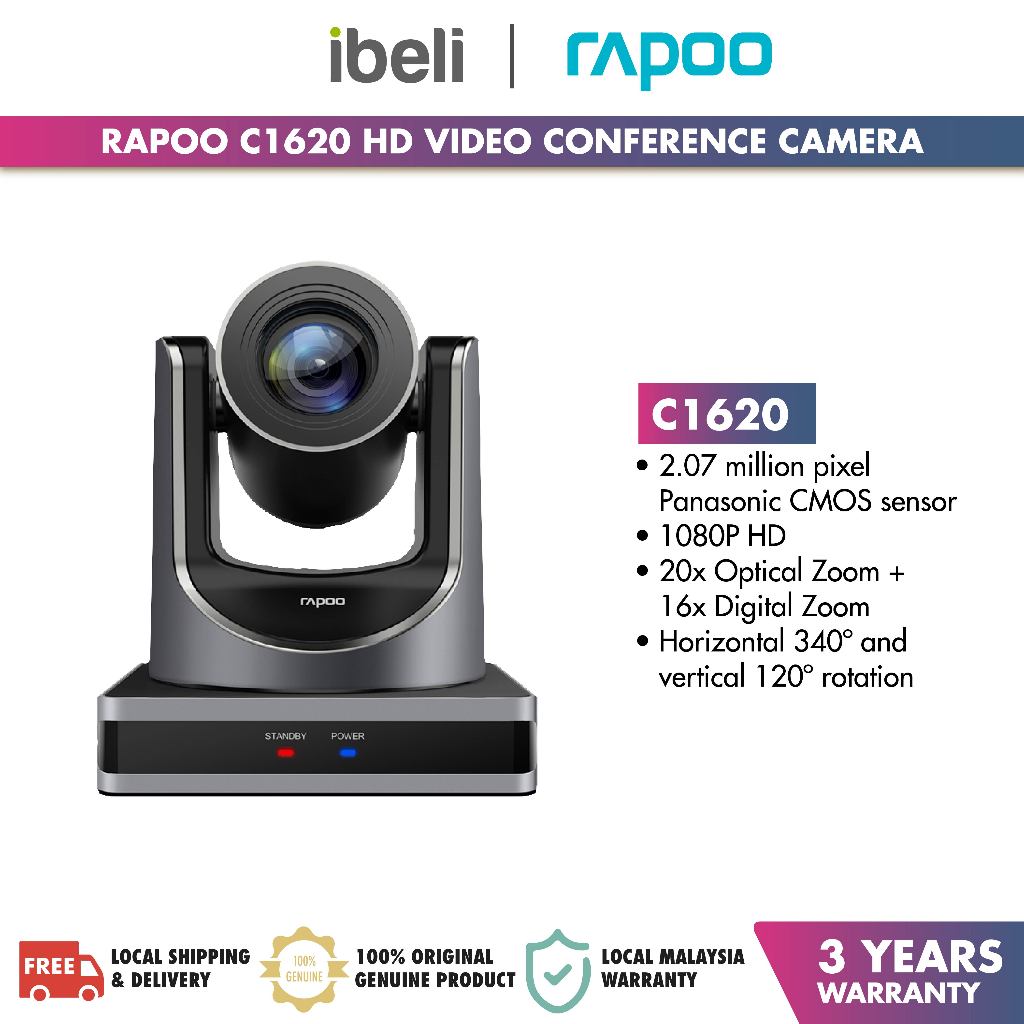 Rapoo C1620 HD Video Conference Camera - 3 Years Warranty | Shopee Malaysia