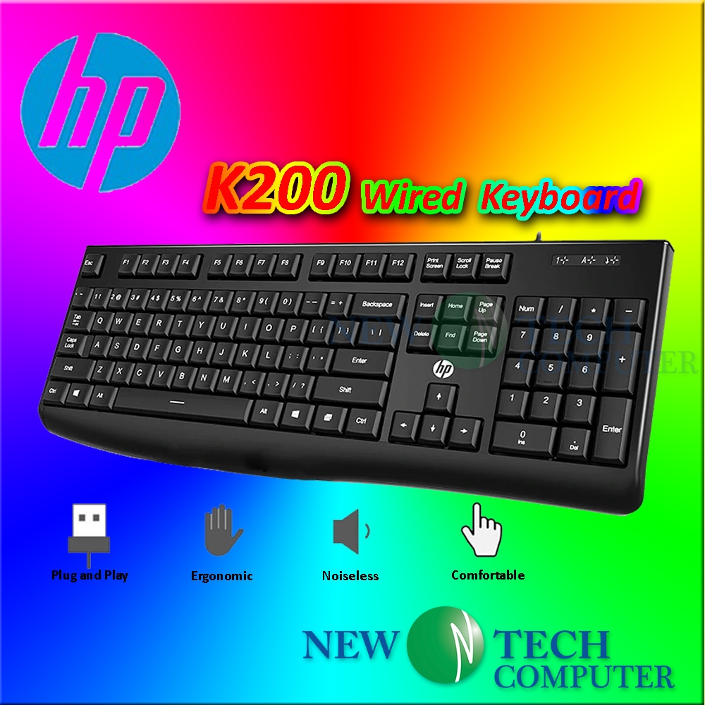 HP K200 WIRED USB 104 KEY ERGONOMIC KEYBOARD WITH COMFORTABLE DESIGN ...