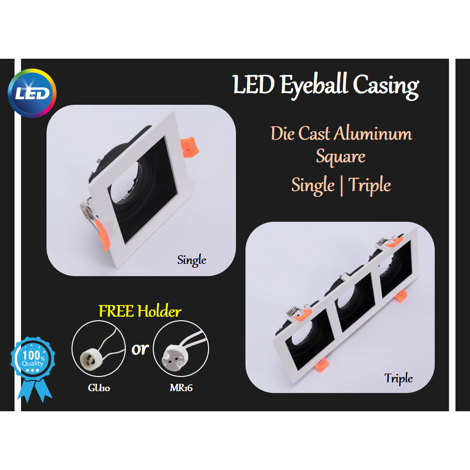 LED EYEBALL FITTING/CASING BLACK+WHITE SQUARE ALUMINUM DOWNLIGHT CASING ...