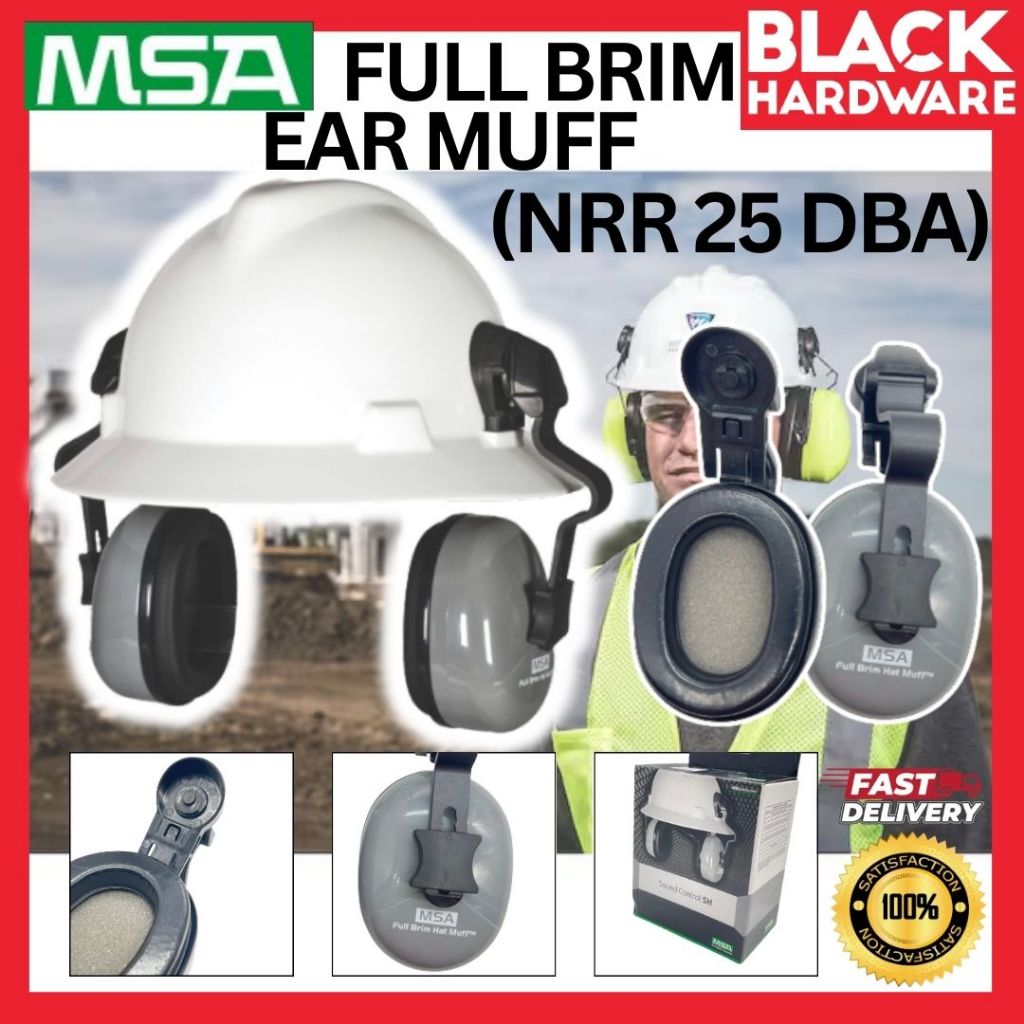 Black Hardware Earmuff Safety Helmet Accessories Penutup Telinga Kalis ...