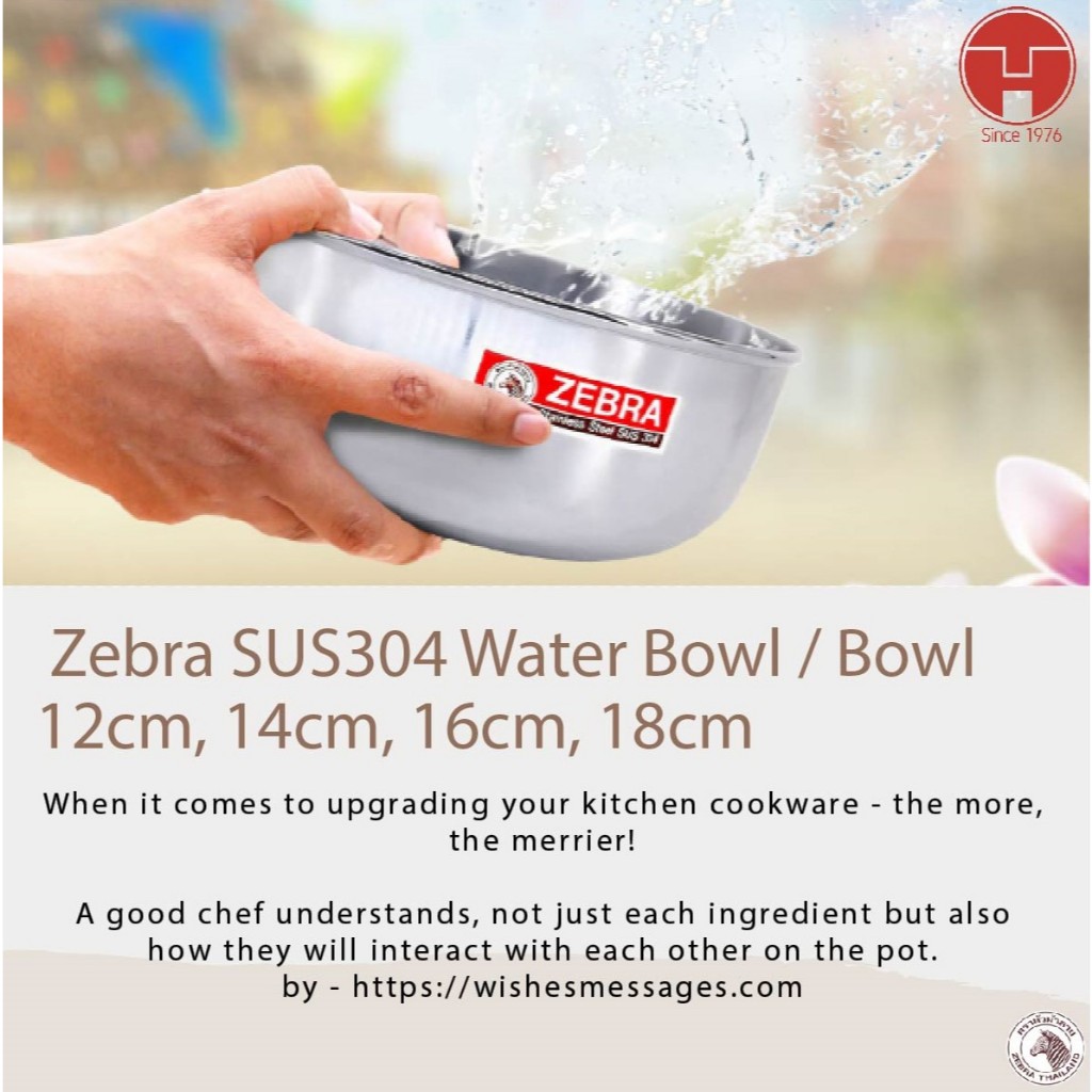 [TeoHin] Zebra SUS304 Water Bowl / Bowl 12cm, 14cm, 16cm, 18cm ...