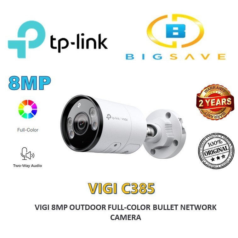 TP-LINK 8MP VIGI C385 OUTDOOR FULL-COLOR BULLET NETWORK CAMERA | Shopee ...