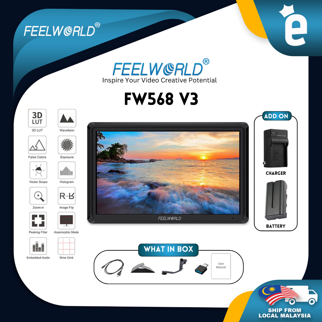 FEELWORLD FW568 V3 6 inch DSLR Camera Field Monitor with Waveform LUTs ...