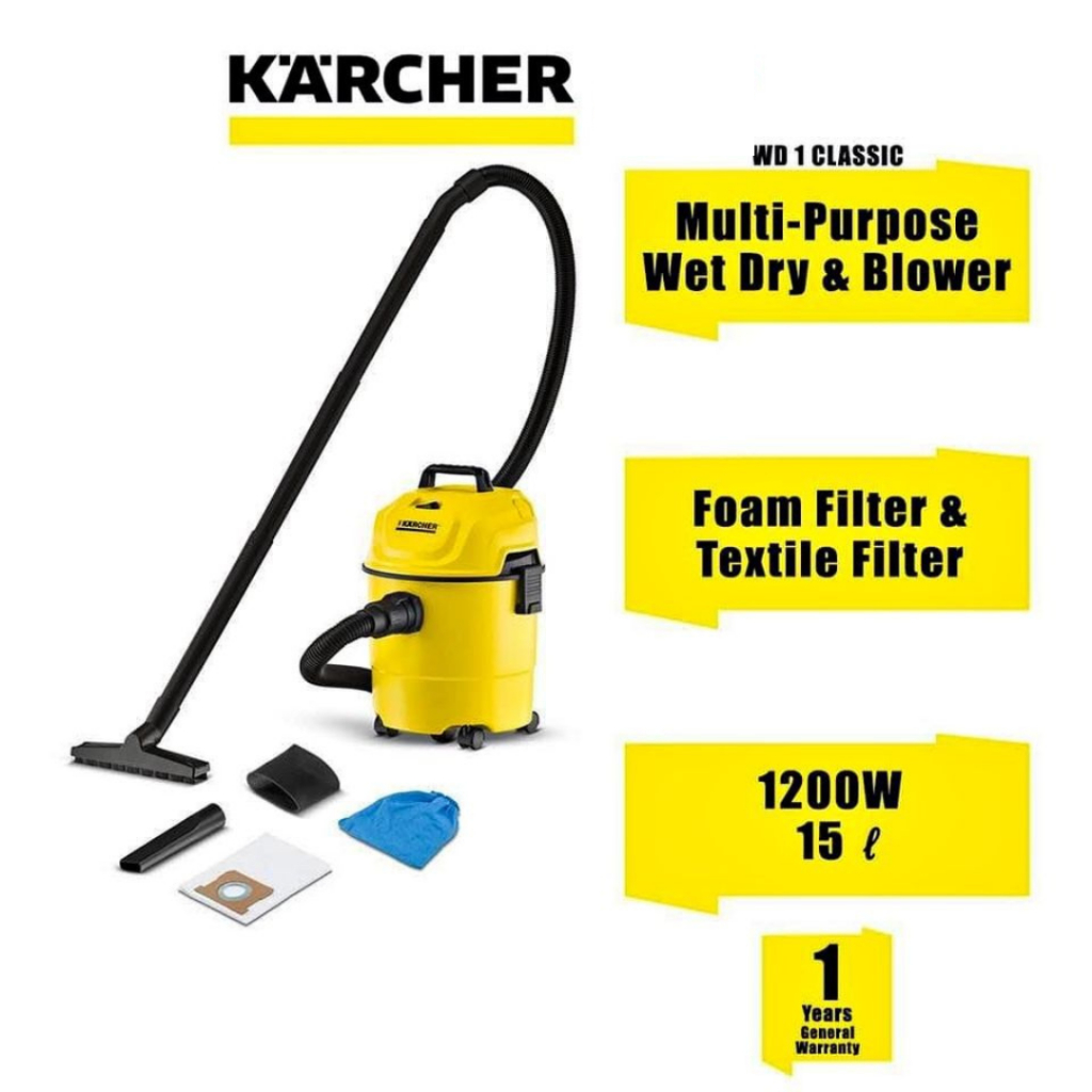 KARCHER WD1 CLASSIC WET & DRY MULTI-PURPOSE VACUUM CLEANER 15L | 180 ...