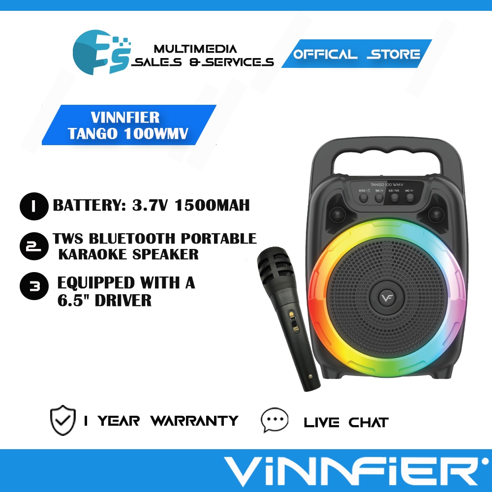 Vinnfier Tango 100 WMV 2023 TWS Bluetooth Portable Speaker with Karaoke System | Shopee Malaysia