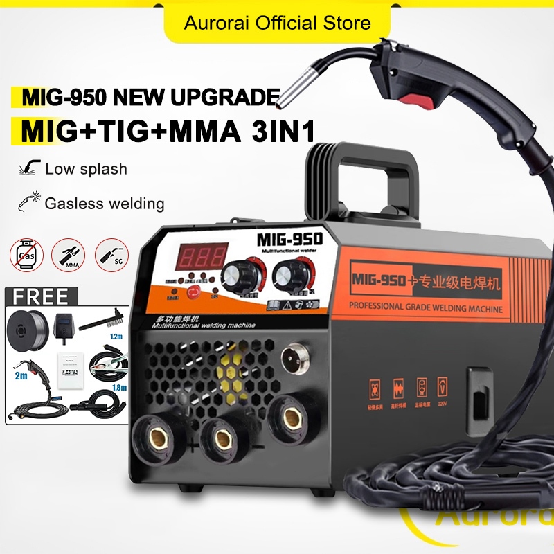MIG-950 Welding Machine Gasless MIG/MMA/TIG 3IN1 Inverter IGBT Welder Portable Mig Set mesin ...