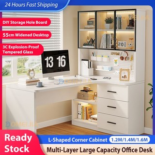 Study Table Sets of Modern Computer Desk Household Bedroom Meja Office Storage Floor Shelf ...