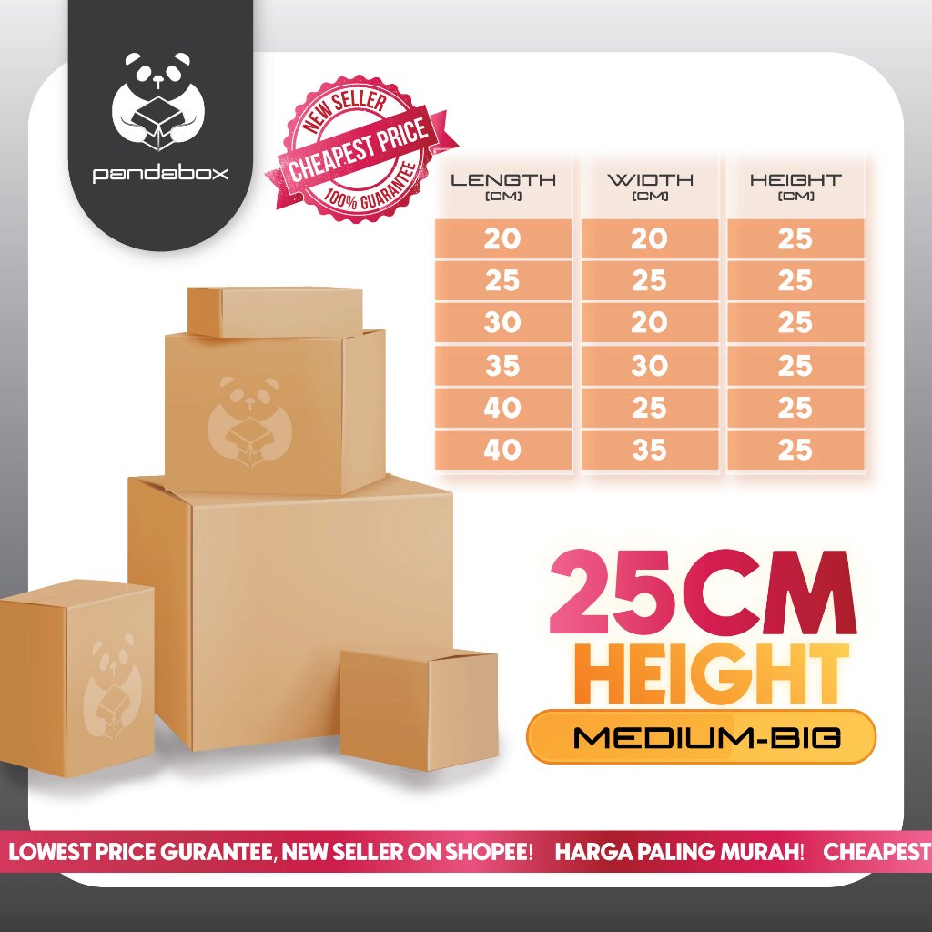 PANDABOX 25cm Height Kotak Carton Box Packaging Box Paper Box Small Box ...