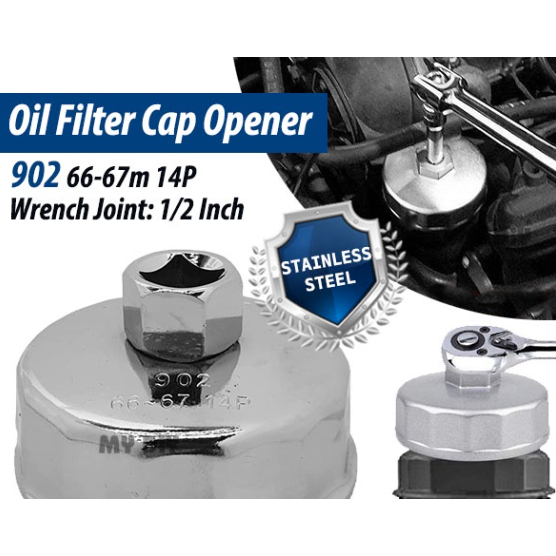 TOOL-Oil Filter Opener Housing Cap Stainless Steel 902 66-67mm 14p Oil Filter Cap Wrench ...