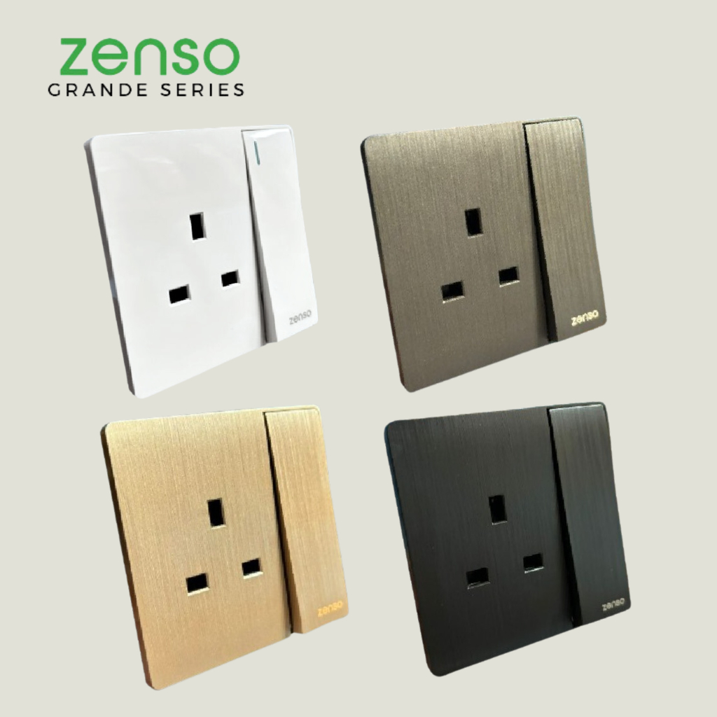 Zenso Grande G3014 13A Switched Socket with Big Rocker White Gold ...