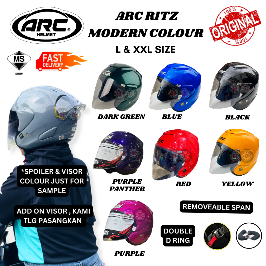 ARC RITZ MODERN COLOUR OPEN FACE HELMET ORIGINAL ( HELMET ARC RITZ ...