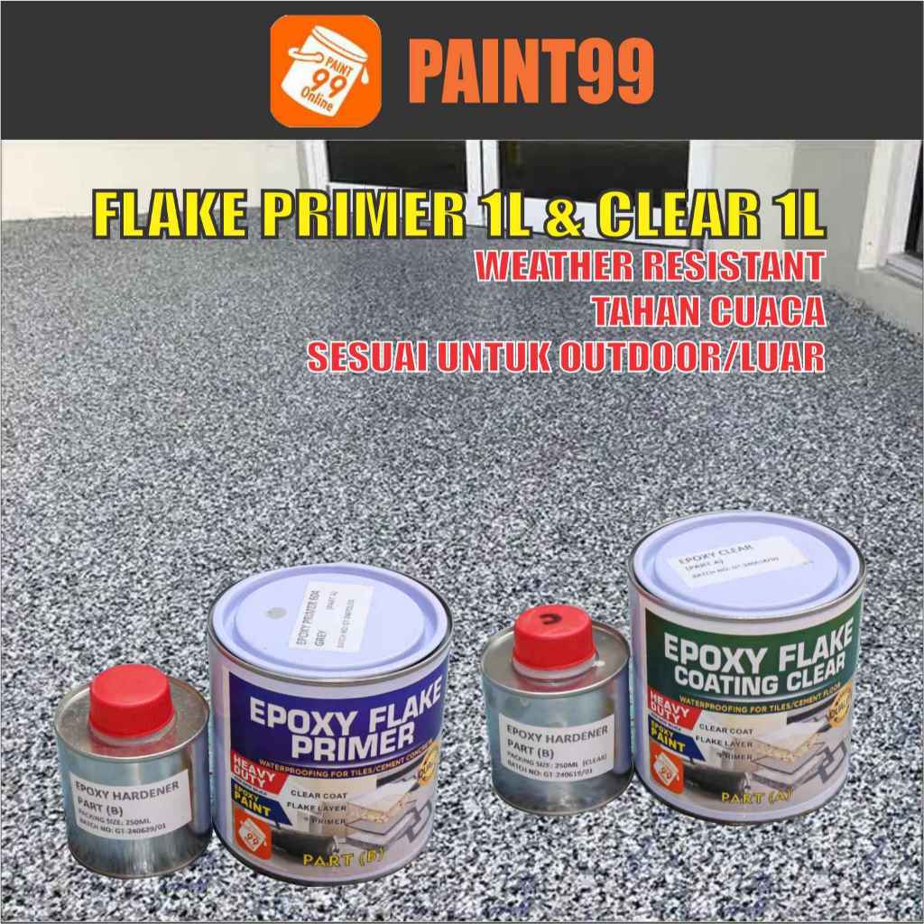 1 LITER Epoxy Flake PRIMER OR CLEAR ( INCULDE HARDENER ) FOR FLAKE ...