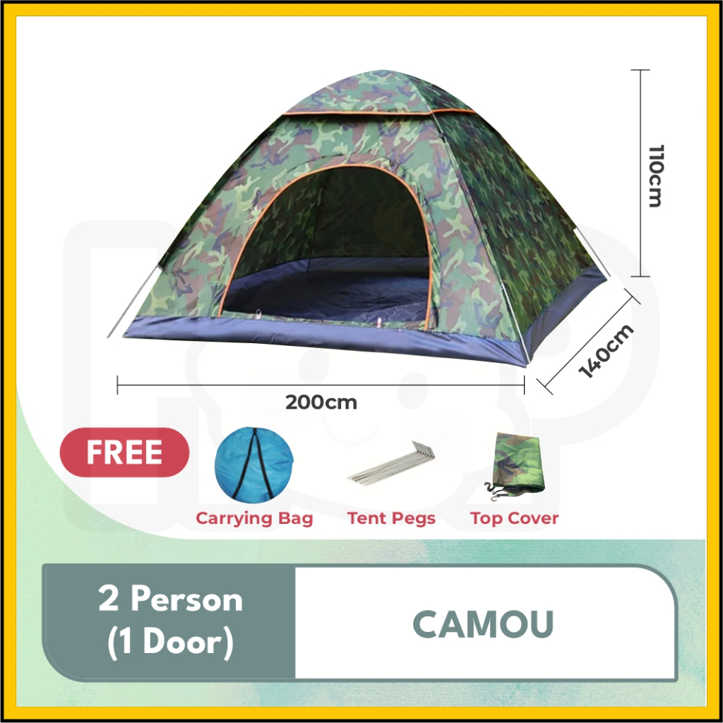 Khemah Camping Tent 3/4 Person 2 Sec Pop Up Tent Khemah Tent Camping ...