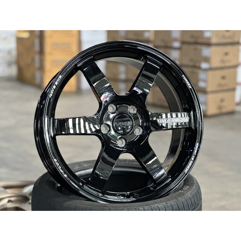 NEW 18X8J AOW TE37 Saga Rim (set of 4) 5X114.3 Black for Civic Camry ...