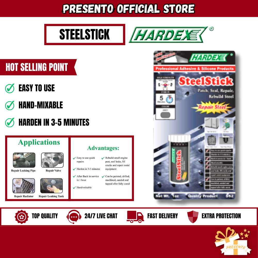Original Hardex Steel Stick Reinforced Epoxy Compound Repair Steel SS2 ...