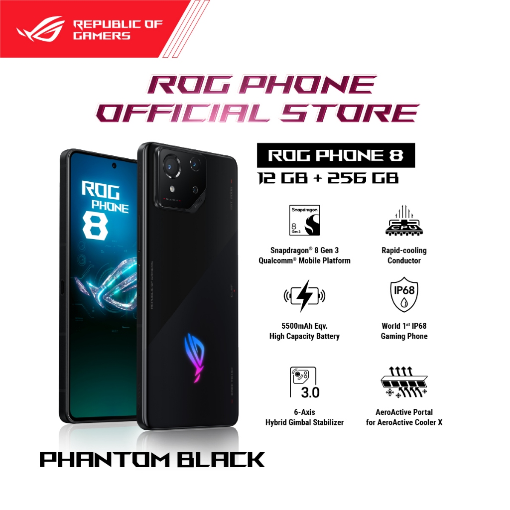 ROG Phone 8 Gaming Phone Qualcomm Snapdragon 8 Gen 3 (12GB + 256GB) | Shopee Malaysia
