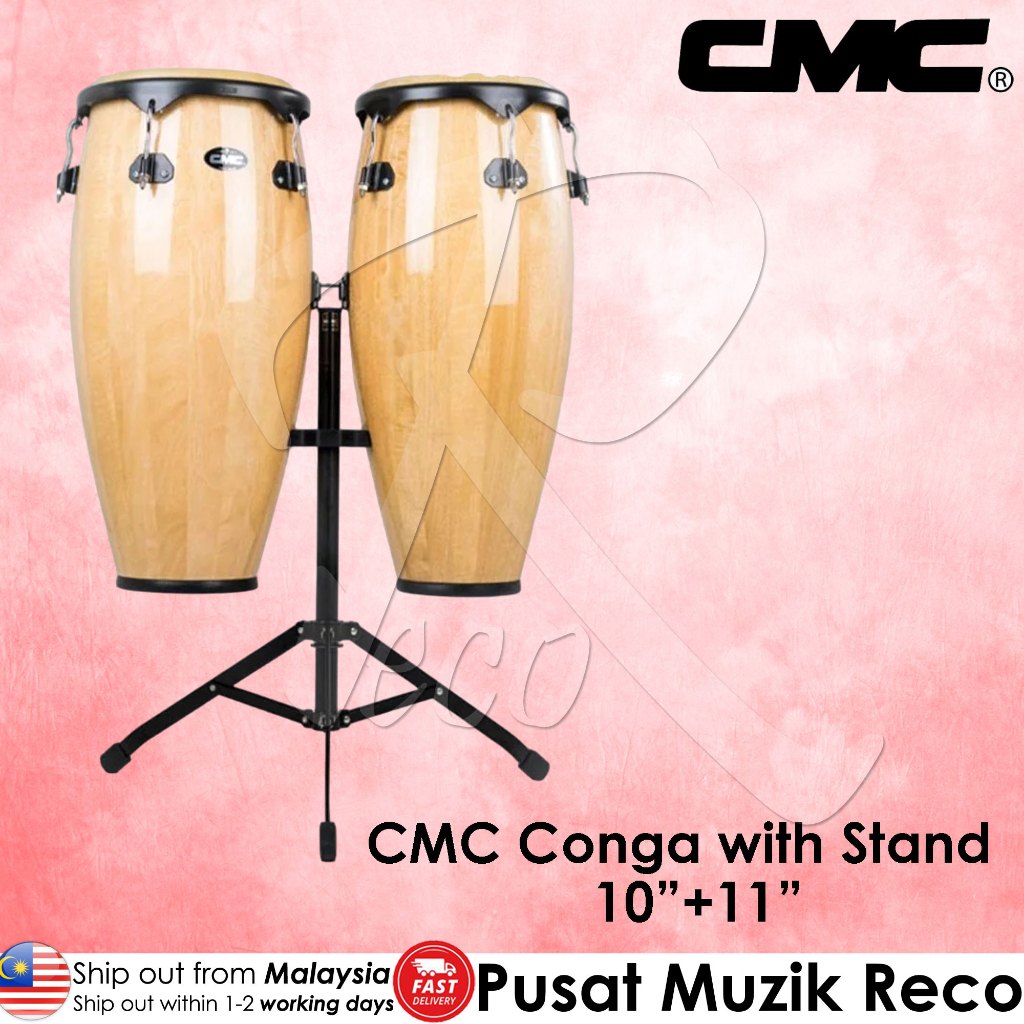 CMC Quality Wooden Conga with Stand 10"+11" Made in Thailand Percussion ...