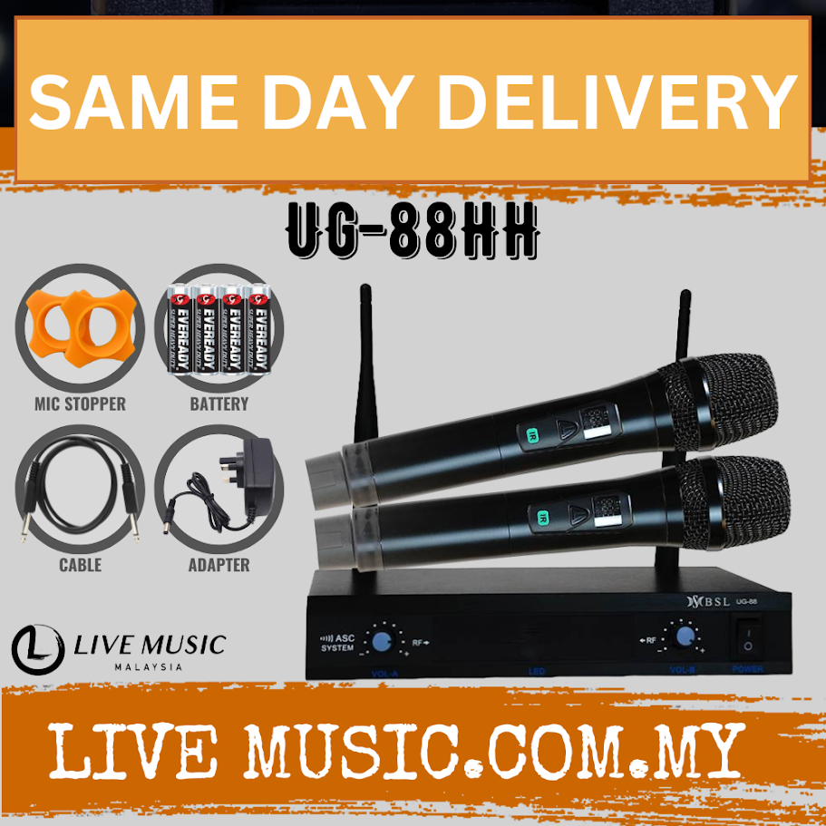 Live Music UG-88HH Dual Handheld UHF Wireless Hand Held Microphone ...